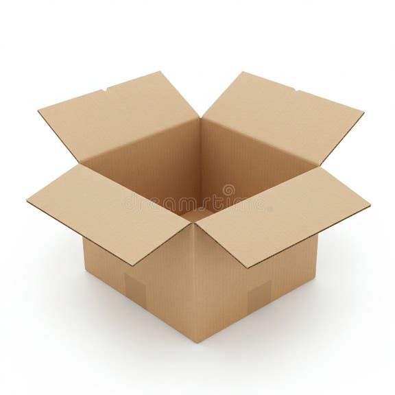 A Plain Cardboard Box with a Square Shape and Four Open Flaps. Made of ...