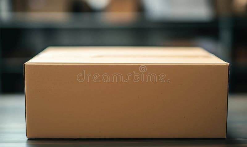 Plain Cardboard Box on Table with Blurred Background for Packaging and ...