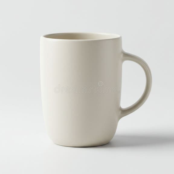 Plain Ceramic Mug with a Smooth, Matte Finish in a Neutral Beige Color ...