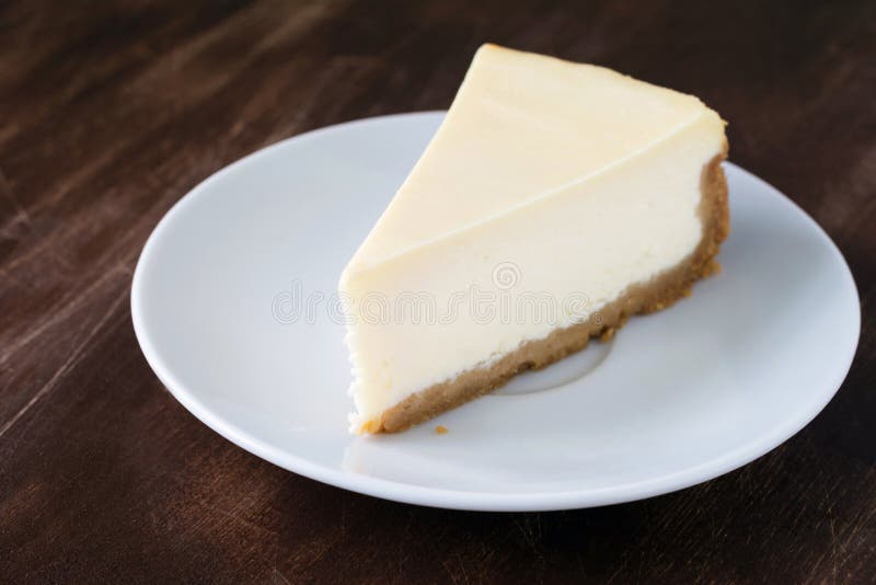 Plain Cheesecake Slice on White Plate Stock Image - Image of cold, dessert: 100056307