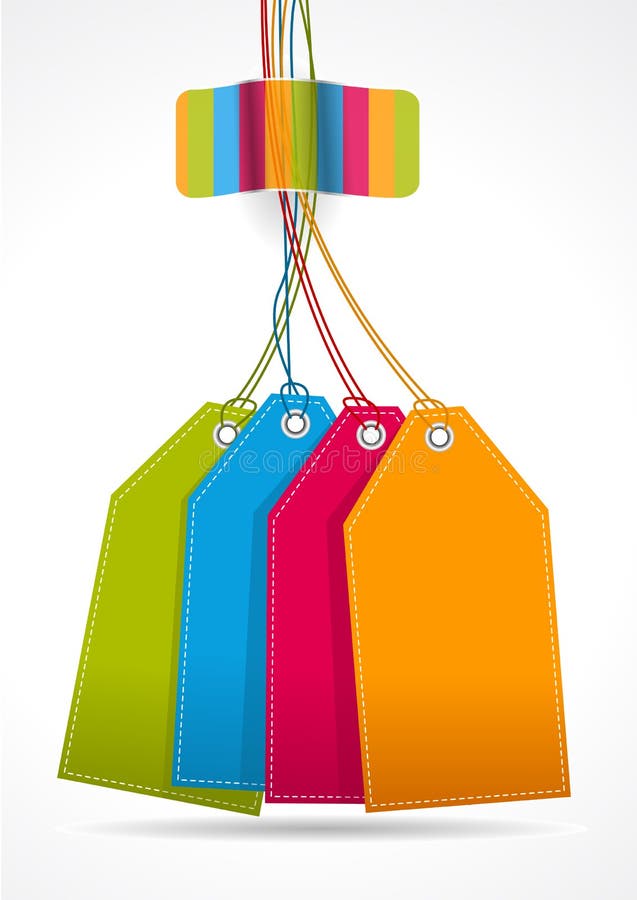 Plain Colorfull Tags with Rainbow Sticker Stock Illustration ...