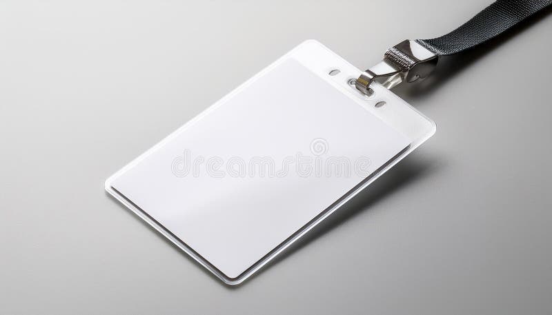 Plain Company ID Card Mockup with Lanyard Stock Illustration ...
