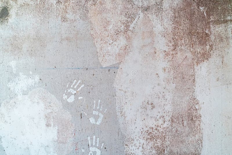 Plain Concrete and Plaster Construction Wall Texture with Handprints ...