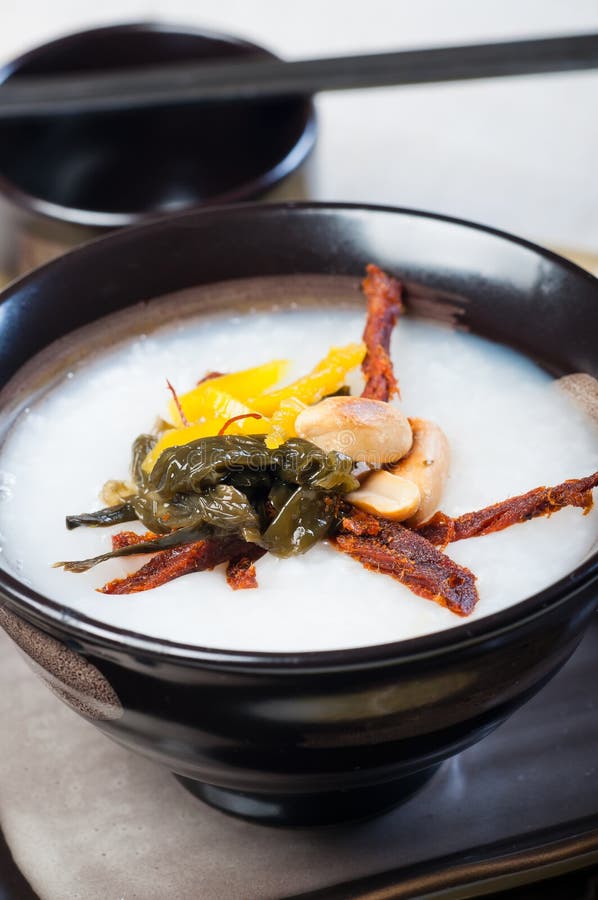 Plain Congee with Their Toppings Stock Image - Image of chopsticks ...