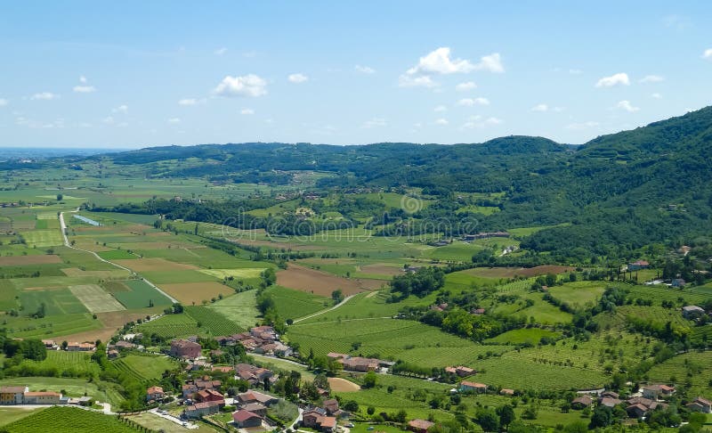 Plain with the Cultivated Fields Divided into Geometric Shapes Stock ...