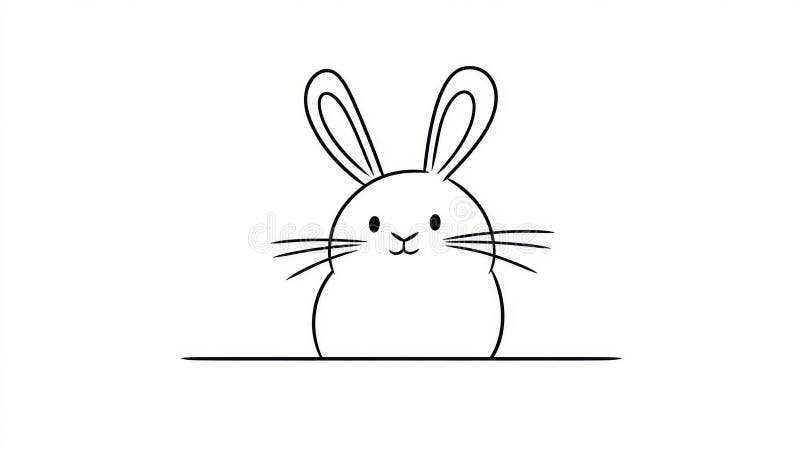A Plain Drawing of a Rabbit in a Seated Position on a White Background ...