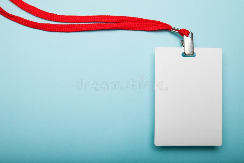 Plain Empty Name Tag Mockup Hanging with String. Copy Space Stock Image ...