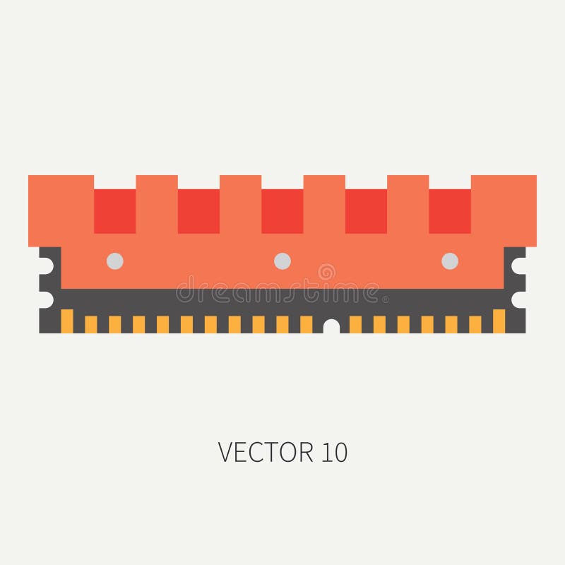 Plain Flat Color Vector Computer Part Icon Data Storage. Cartoon Stock ...