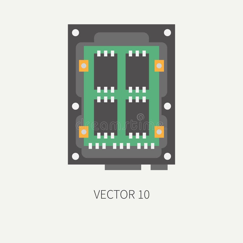 Plain Flat Color Vector Computer Part Icon Data Storage Ssd. Cartoon ... Plain Flat Color Vector Computer Part Icon Data Storage Ssd. Cartoon ...