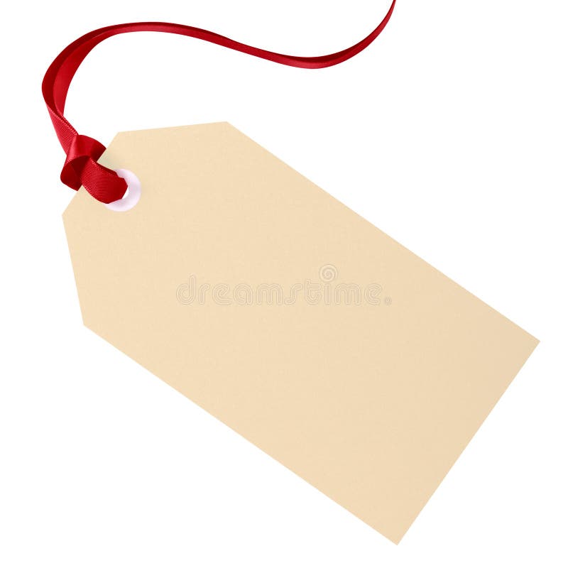 Plain Gift Tag with Red Ribbon Isolated on White Background Stock Image ...