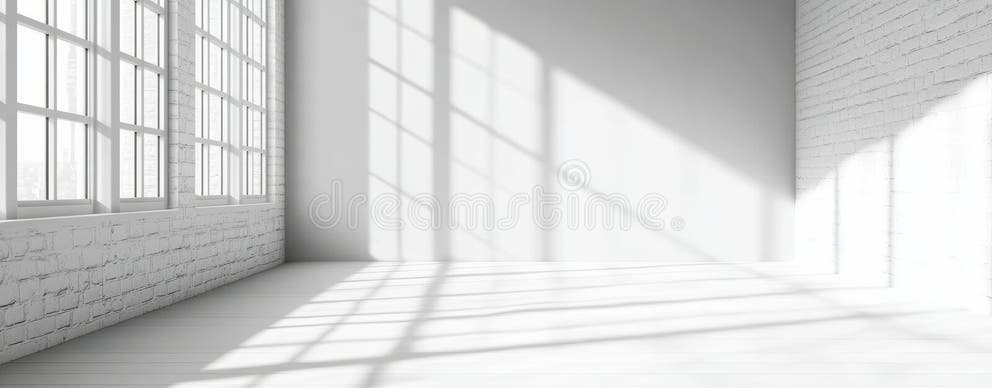 A Plain Gray and White Exhibition Hall, Featuring a Curved Background ...