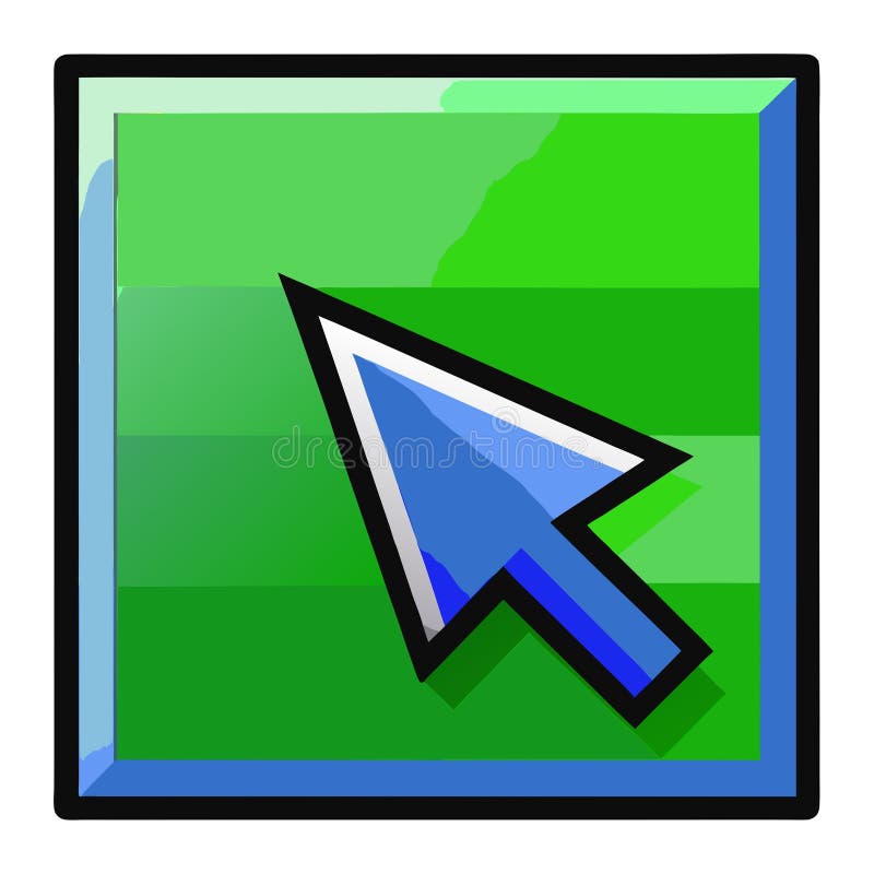 A Plain Green Background with a Single Blue and White Cursor in the ...