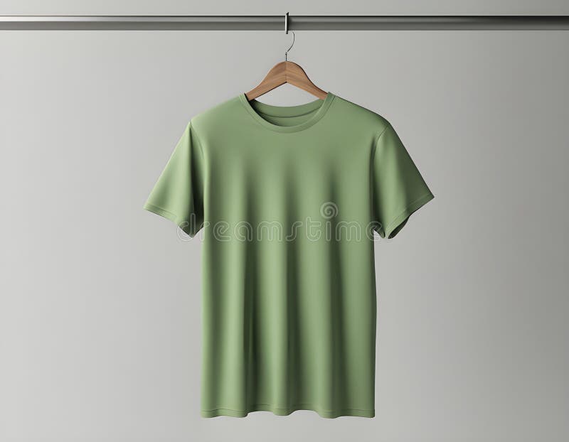 Plain Green T Shirt on Hanger. Blank Tshirt Mockup Stock Illustration ...