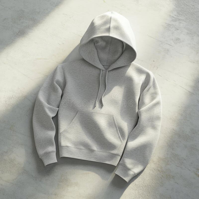 Plain Grey Hoodie with Pocket Mockup Stock Illustration - Illustration ...