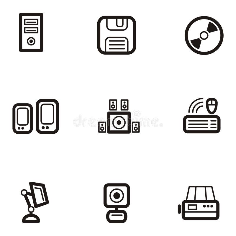 Computer and Technology Icons Stock Vector - Illustration of hardware ...