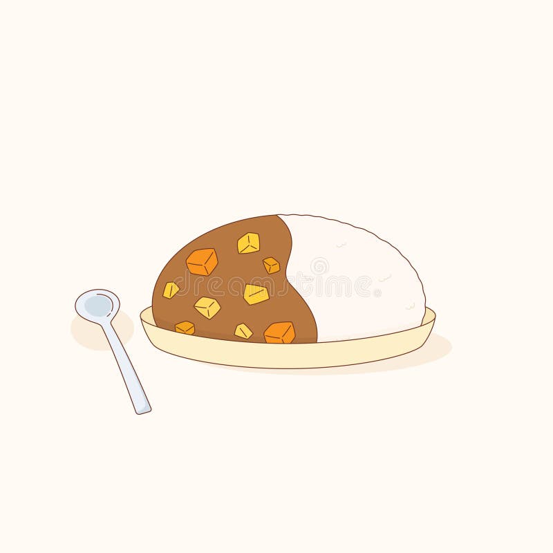 Plain japanese curry rice stock vector. Illustration of dish - 352345302