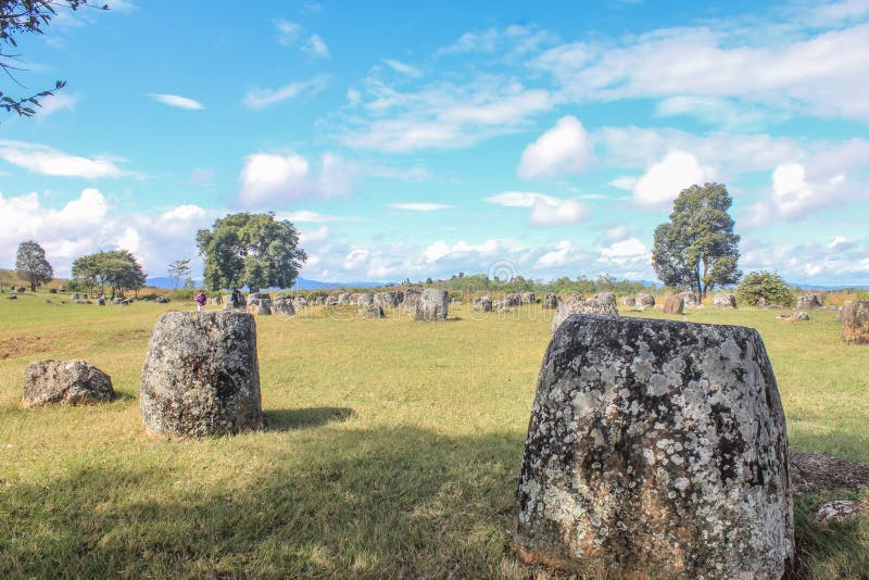 Plain of jars in laos stock photo. Image of asia, field - 130344604