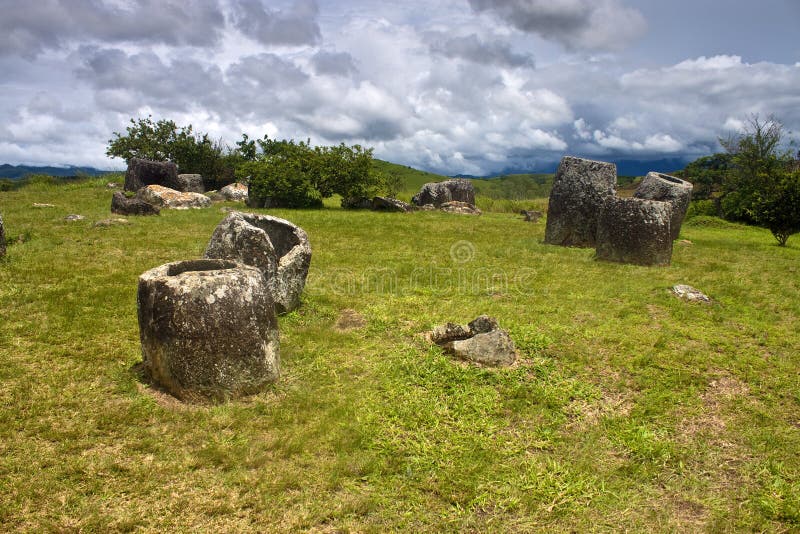 Plain of jars stock photo. Image of famous, laos, archeology - 61965608