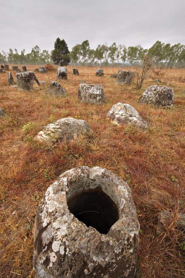 Plain of Jars in Xieng Khouang, Laos Stock Image - Image of jars, asian ...