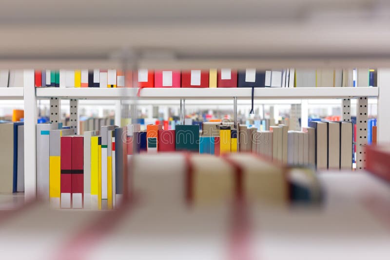 Colorful Library with Computer Workstation Stock Image - Image of ...