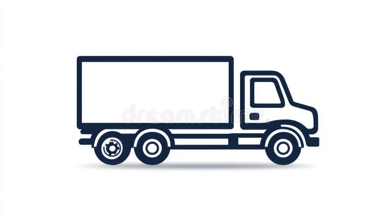 A Plain Line Drawing Illustrates a Delivery Truck, Defined by Thick ...