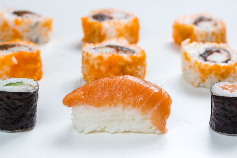 Plain mixed sushi rolls stock photo. Image of japanese - 50625404