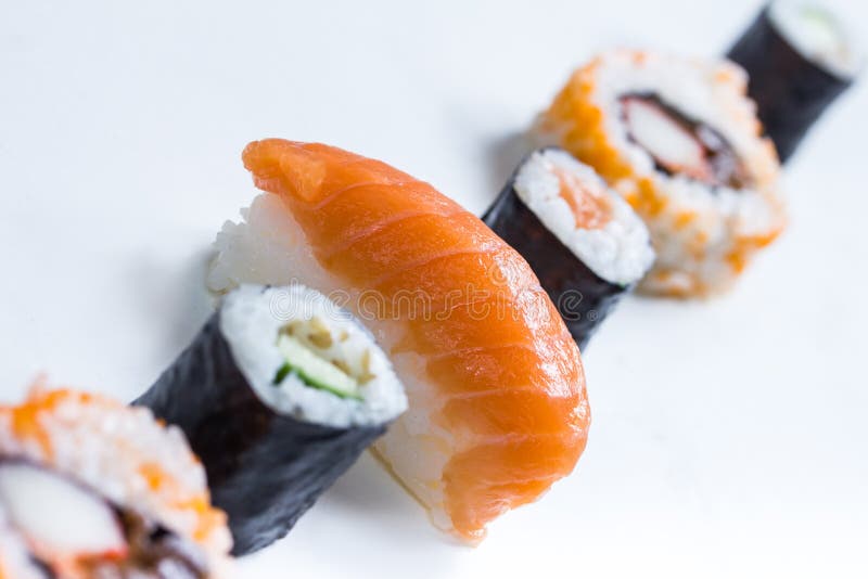 Plain mixed sushi rolls stock photo. Image of japanese - 50625404