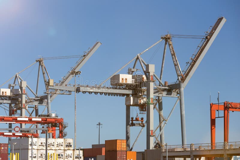 Plain container port stock photo. Image of port, cranes - 101300224