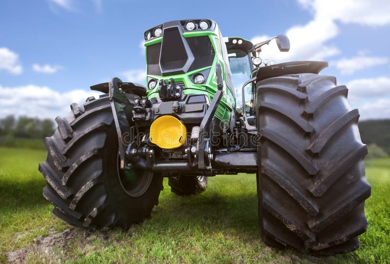 Modern tractor in a field stock image. Image of plows - 194727939