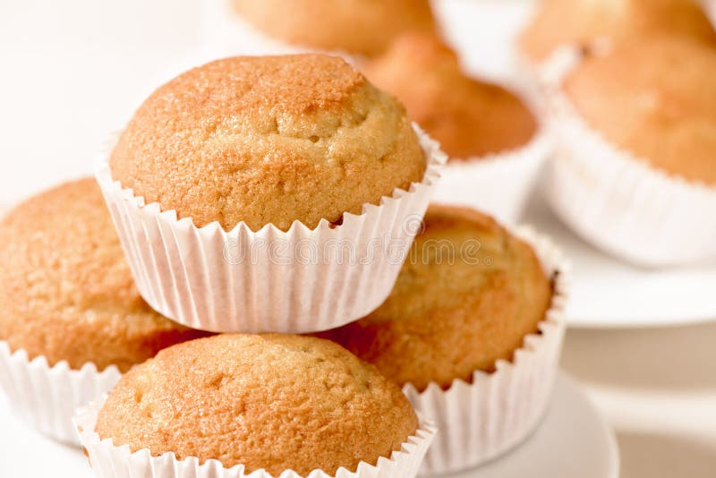 Plain Muffins on a Set Table Stock Image - Image of culinary, coffee ...