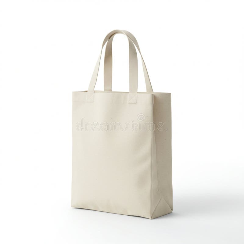 A Plain, Natural-colored Canvas Tote Bag is Displayed, Featuring a ...
