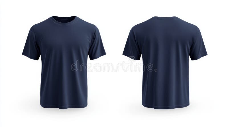 A Plain Navy Blue TShirt Mockup Featuring Both Front and Back Views for ...