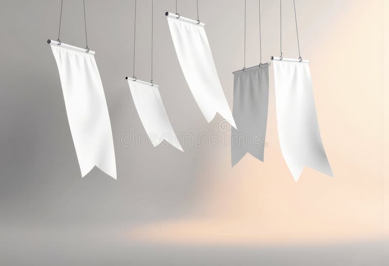 Plain Paper Banners Hanging in a Minimalist Setting for Customizable ...
