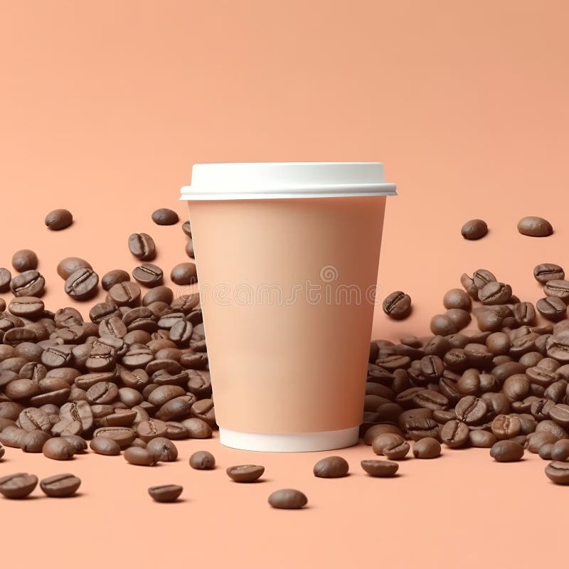 Plain Paper Coffee Cup Surrounded Coffee Beans Stock Illustration ...