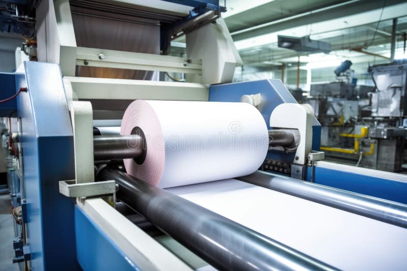 Plain Paper Rolls Entering the Printing Machine Stock Photo - Image of ...