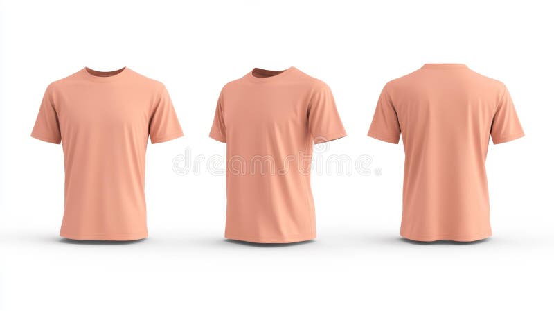 Plain Peach T-Shirt Mockup Front and Back Views Generative AI Stock ...