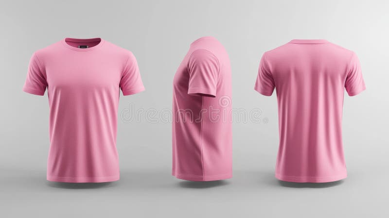 Plain Pink T-shirt Front Side and Back View - Generative AI Stock ...