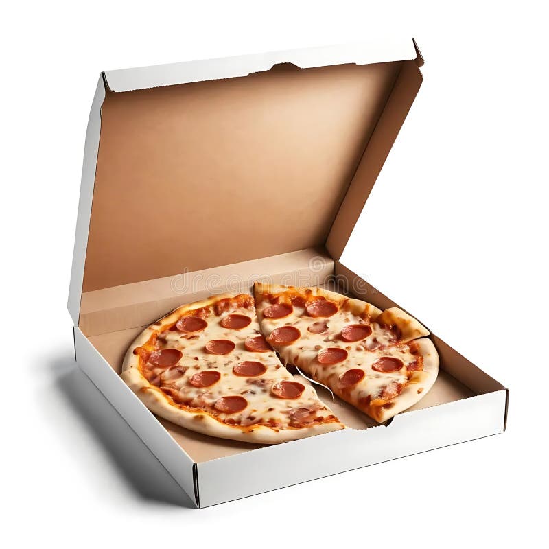 A Plain Pizza Box with a Slice of Pizza Stock Illustration ...