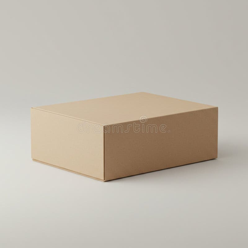 A Plain, Rectangular Cardboard Box is Situated on a Neutral, Light Gray ...