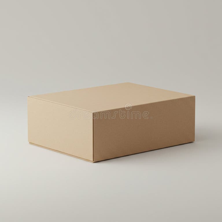 A Plain, Rectangular Cardboard Box is Situated on a Neutral, Light Gray ...