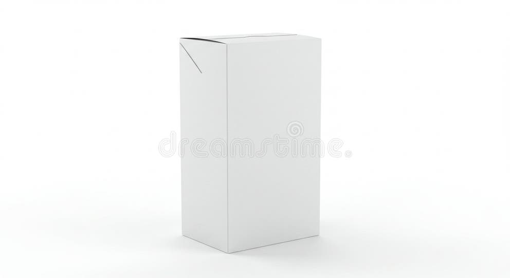 A Plain, Rectangular, White Paper Box Photographed on a White ...