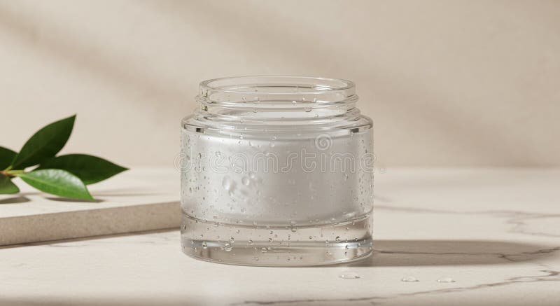 Plain Skincare Jar Packaging with Water Drops Stock Image - Image of ...