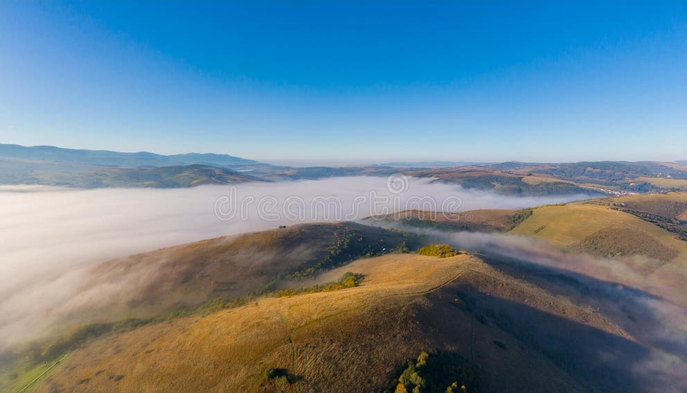 Plain with Some Hills, Fog on the Plain, Sun on the Hills, AI Generated ...