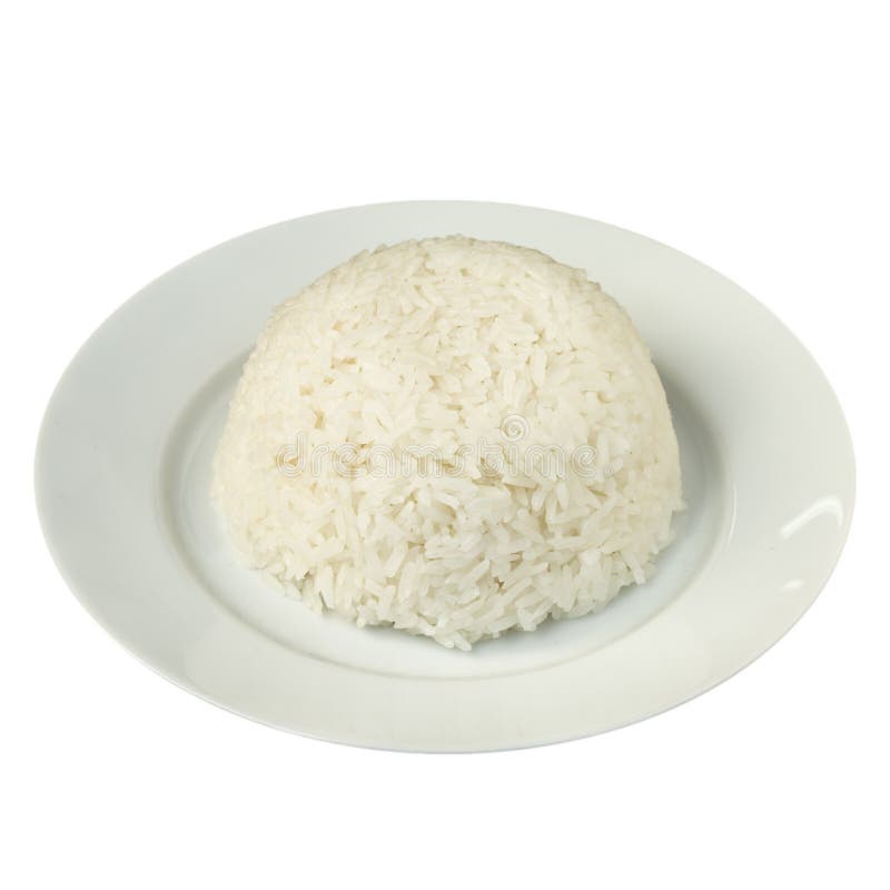Plain Steamed Jasmine Rice Isolated on White Stock Image - Image of ...