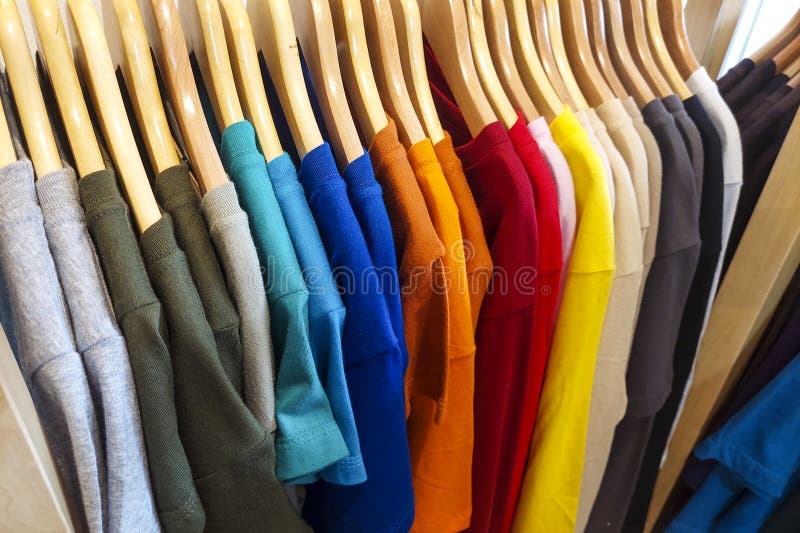 Plain T Shirts Hanging Neatly Cupboard Stock Photos - Free & Royalty ...