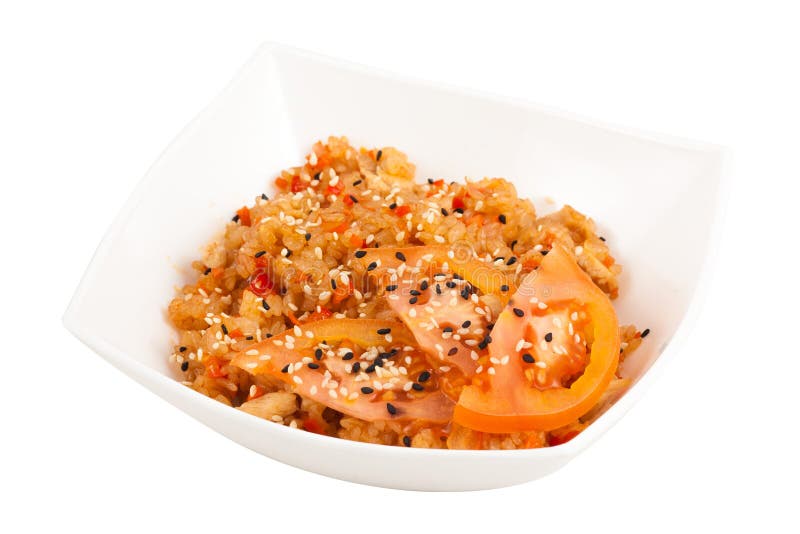 Plain Vegetable Fried Rice and Healthy Green Vegetables Stock Image ...