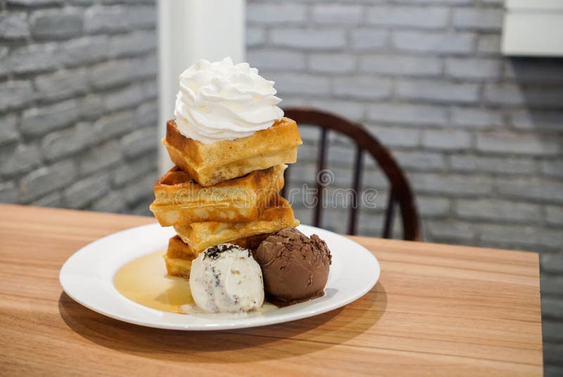 629 Square Belgium Waffle Whipped Cream Stock Photos - Free & Royalty ...