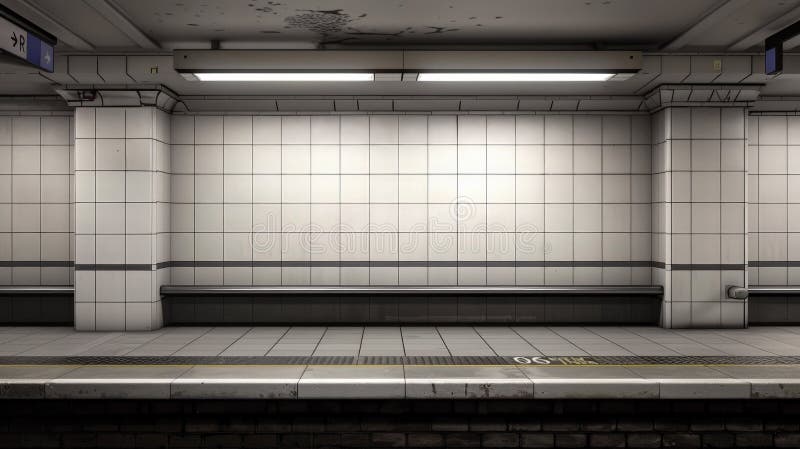 Plain Wall in Subway Underground for Mockup, Wall Mockup in Underground ...