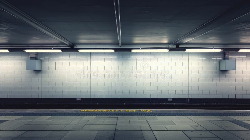 Plain Wall in Subway Underground for Mockup, Wall Mockup in Underground ...