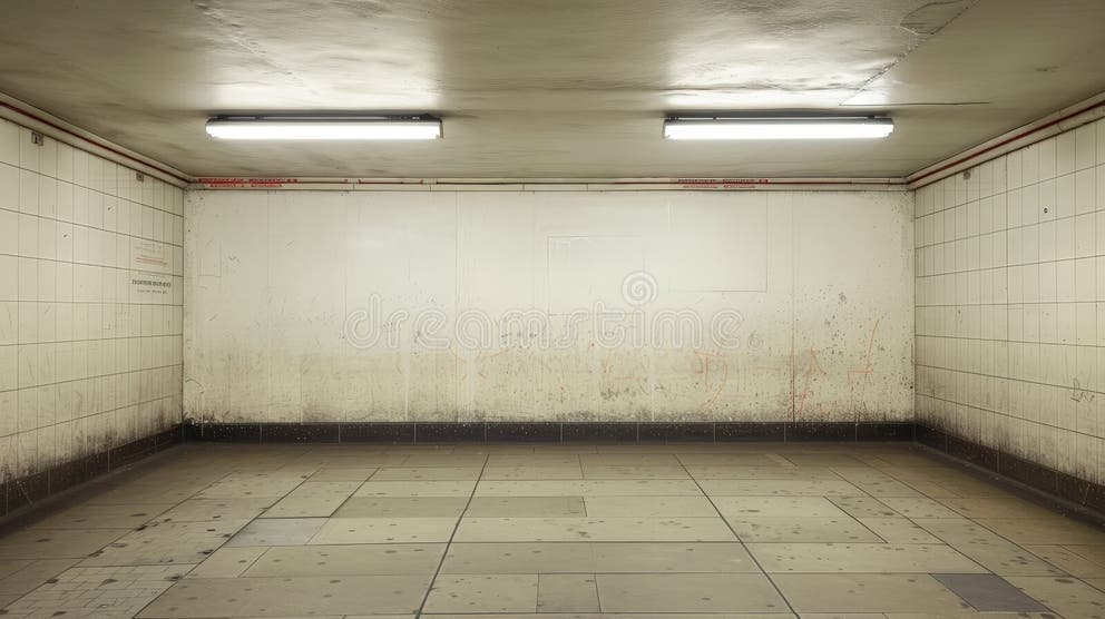 Plain Wall in Subway Underground for Mockup, Wall Mockup in Underground ...